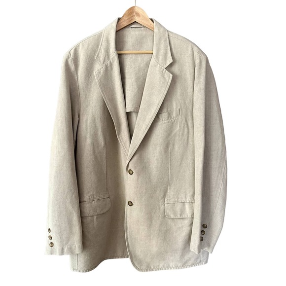 L.L. Bean | Suits & Blazers | Ll Bean Linen Cotton Two Button Blazer Beige Natural Men 46 Reg ...